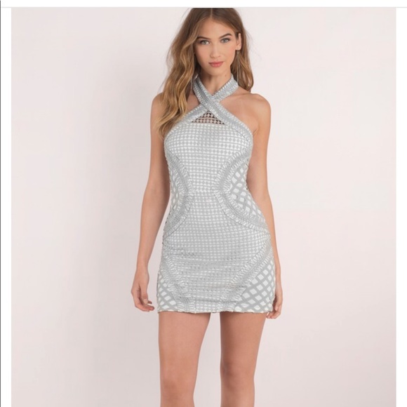 Tobi | Dresses | Tobi Show Some Skin Lace Bodycon Dress Silver Grey ...